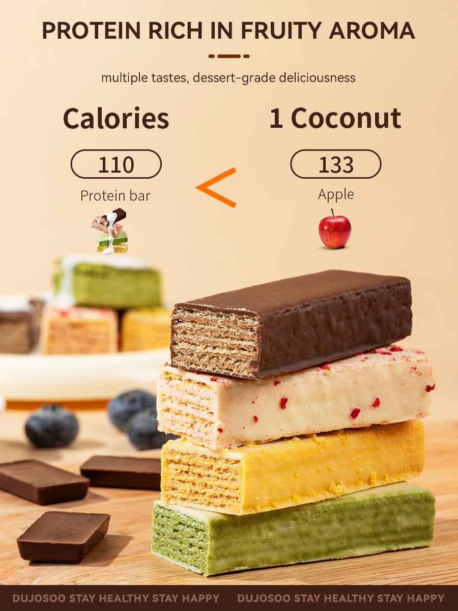 DUJOSOO FDA Protein bar（Cocoa, berries, mango, matcha）flavor Low sugar ...