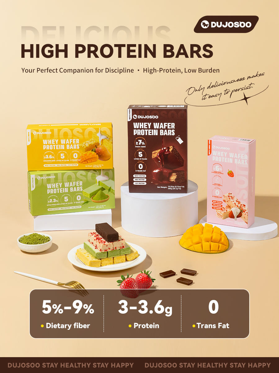 DUJOSOO FDA Protein bar（Cocoa, berries, mango, matcha）flavor Low sugar ...