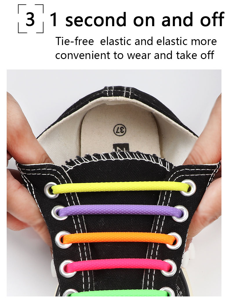 16pcs Elastic No Tie Shoe Laces Silicone Shoelaces for Sneakers Lazy ...