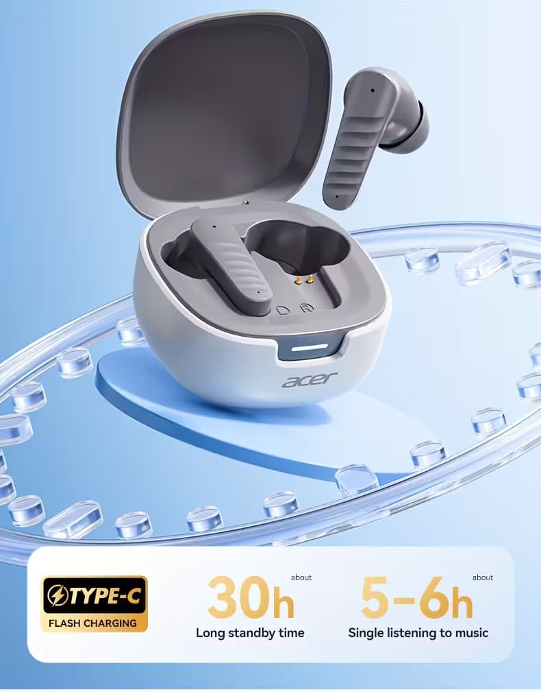 Acer Sport Earphone Wireless Bluetooth 5.4 Headphones Gaming Headsets ...