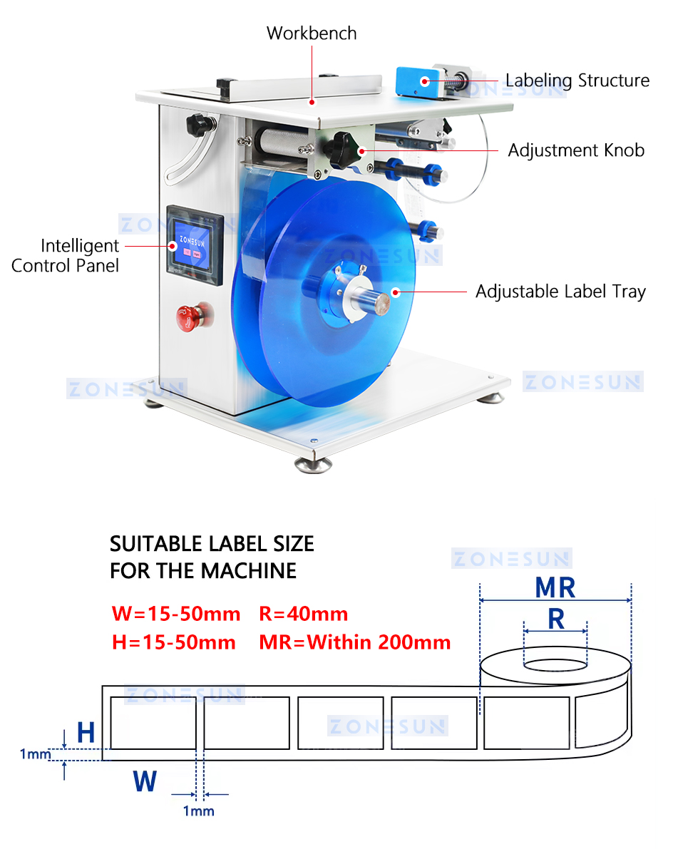 ZONESUN ZS-TB90B Semi-Automatic Corner Label Applicator Tamper Evident ...