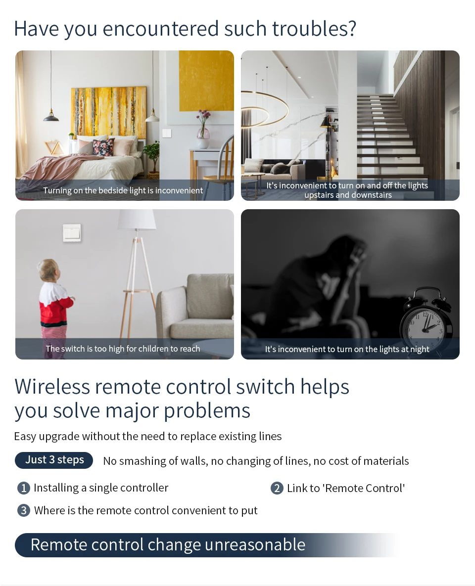 RF 433MHz Wireless Remote Control Light Switch AC 220V 110V 10A ...