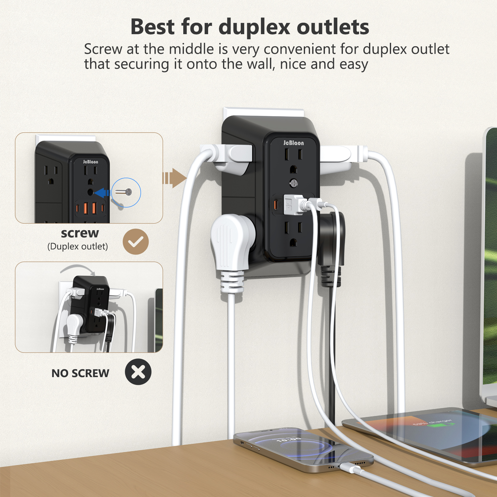Outlet Extender Surge Protector 6 Outlets with 4 USB Ports Multi ...