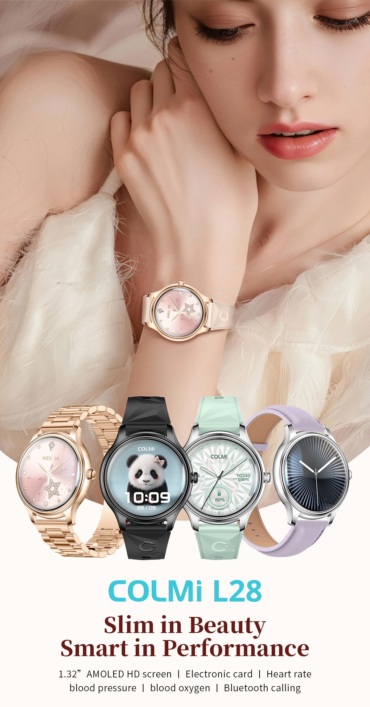 COLMI L28 Smartwatch 1.32" AMOLED screen Wallpaper AI DA GPT Voice ...
