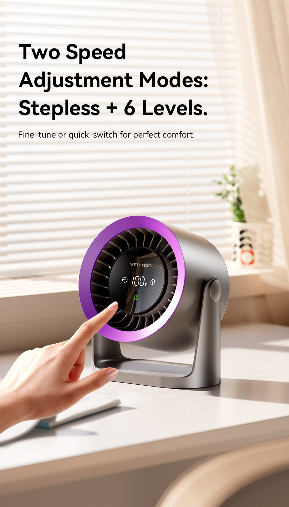 Vention Ultra Performance Desk Fan 5000mAh - 100 Speed Settings Air ...