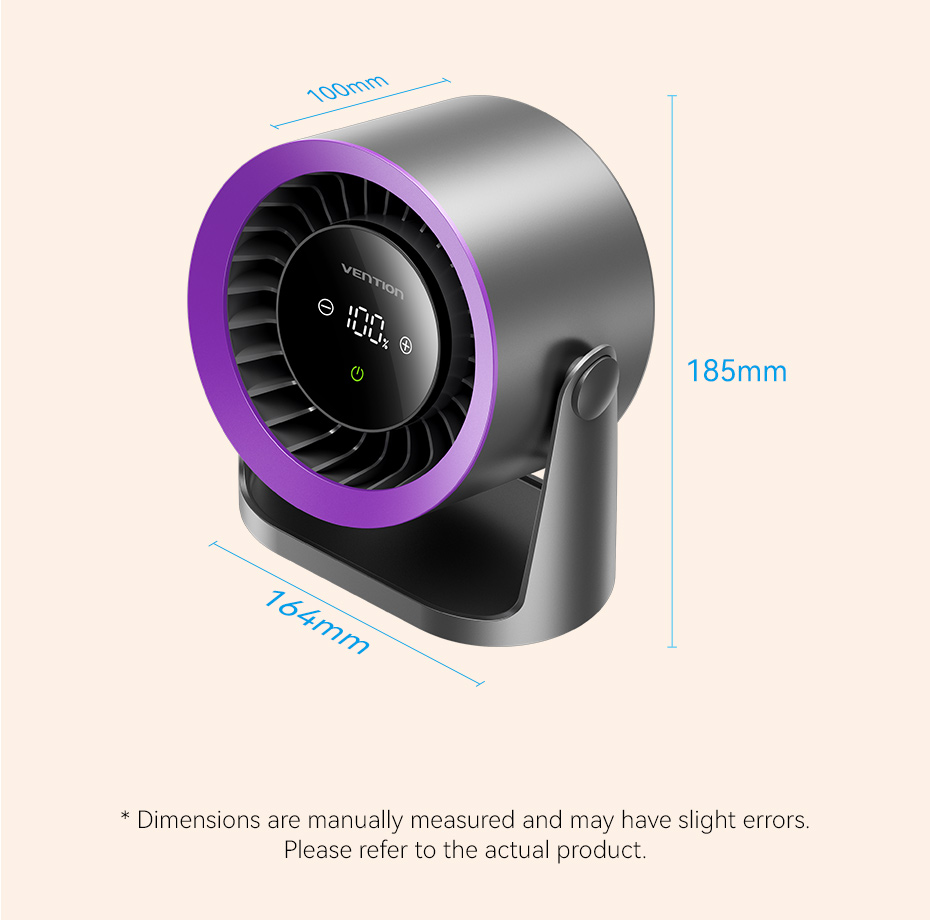 Vention Ultra Performance Desk Fan 5000mAh - 100 Speed Settings Air ...