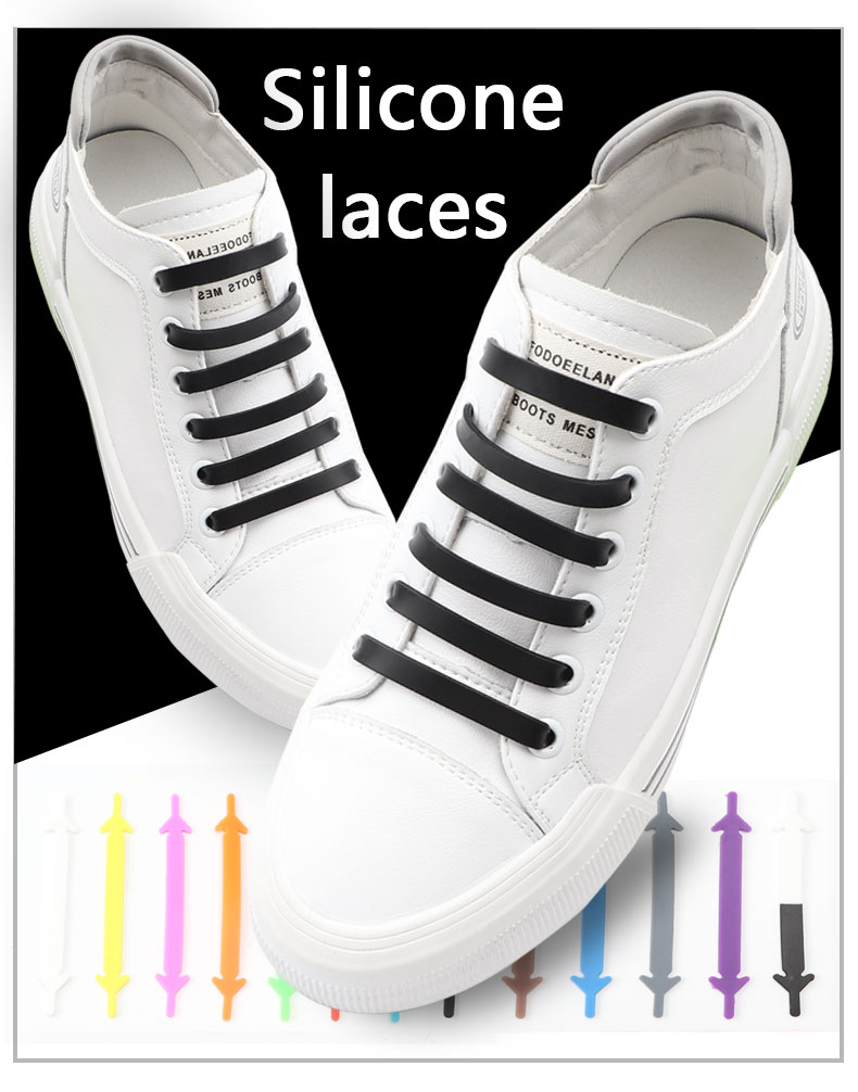 12Pcs Elastic Shoe Laces for Sneakers Silicone Stretch Shoelaces No Tie ...