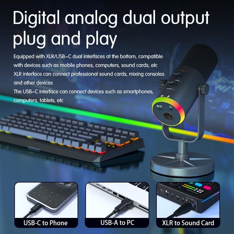 Kusky XLR/USB codenser Microphone Noise Canceling Mic Gaming mic PC Mic ...