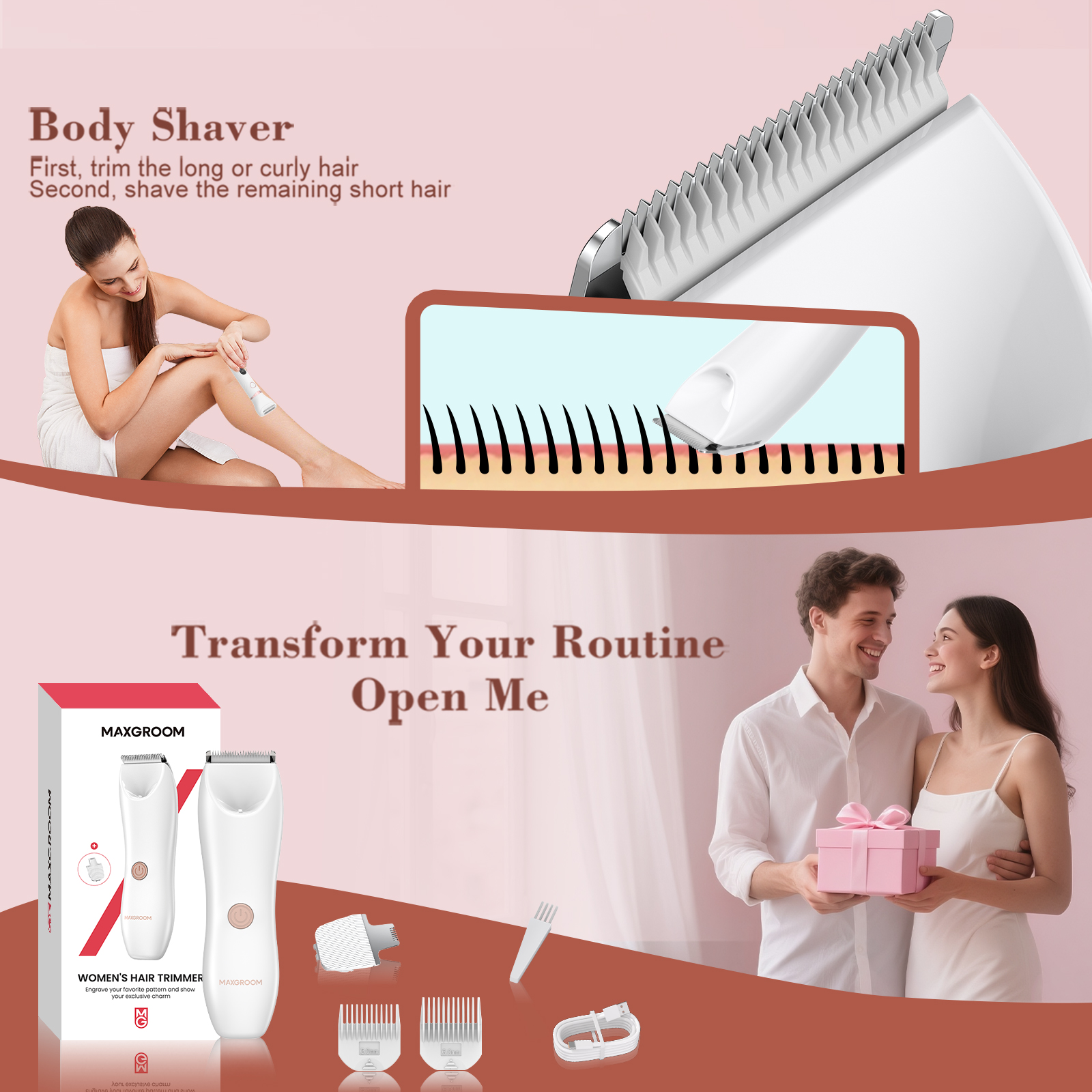 Maxgroom Female Shaver Waterproof Female Body Hair Armpit Hair Leg Hair ...