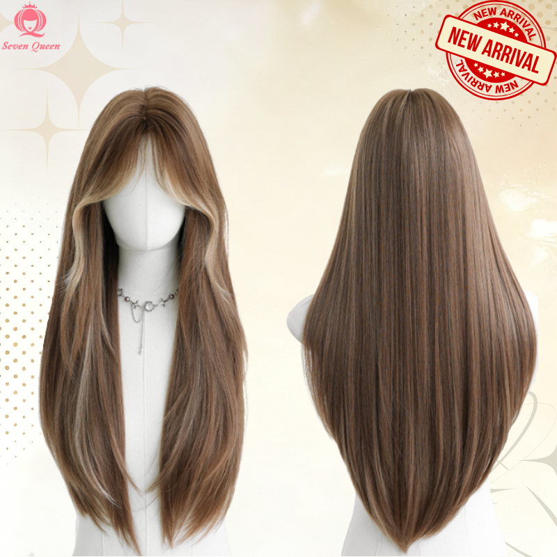 "Seven Queen" Wig 72cm Long Hair Wild Kitty Honey Tea Brown Top ...