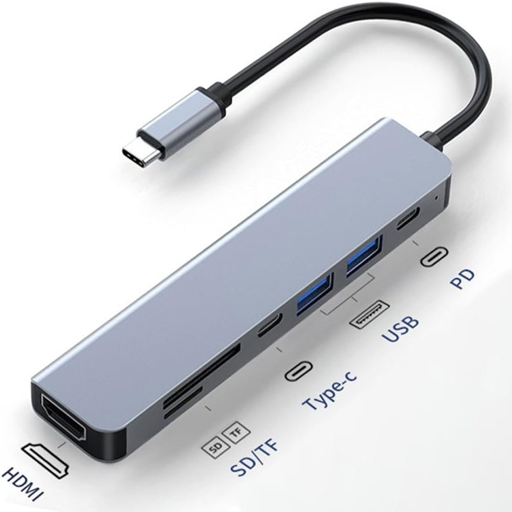 USB-C Hub Multi-Port Adapter,7 in 1 Docking Station HDMI Hub Dongle ...