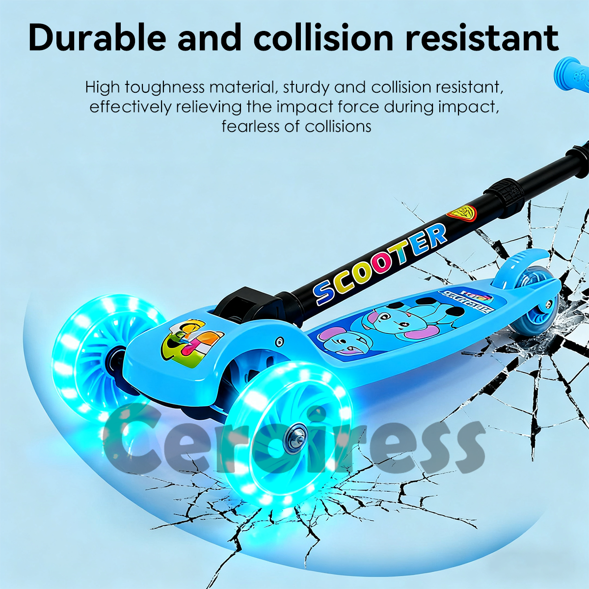 Ceroiress Stable 3 Wheels Luminous Cool Scooter Graffiti with LED Kids ...