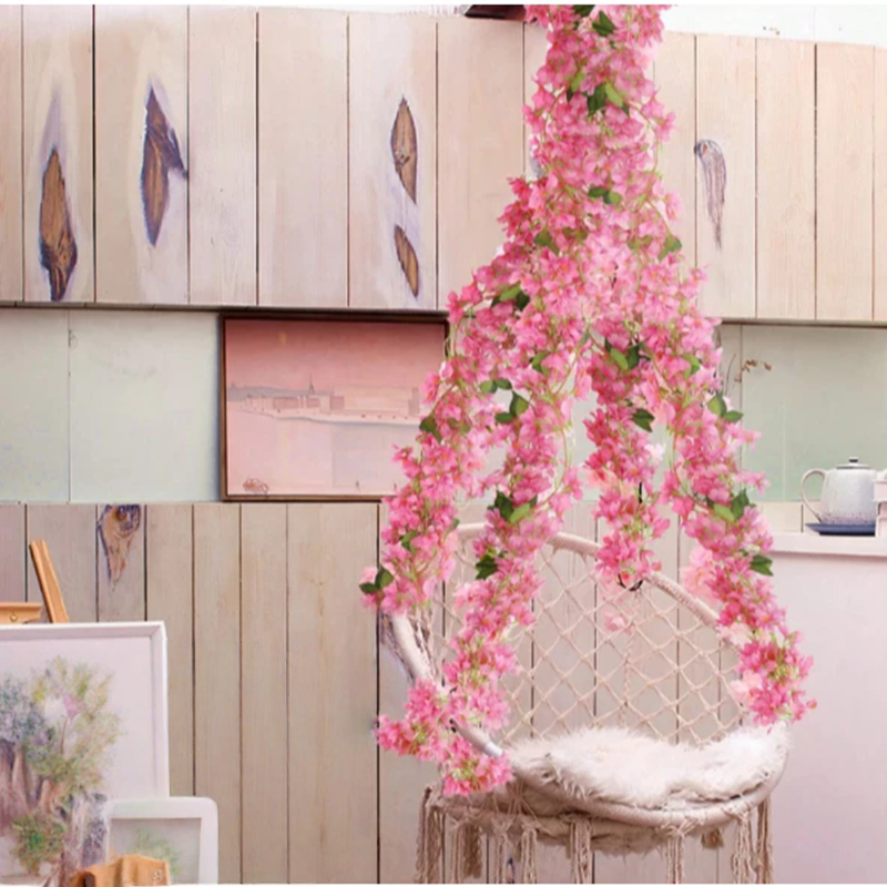 Dualswish 135 Heads Pink Cherry Blossom Silk Artificial Vine Sakura ...