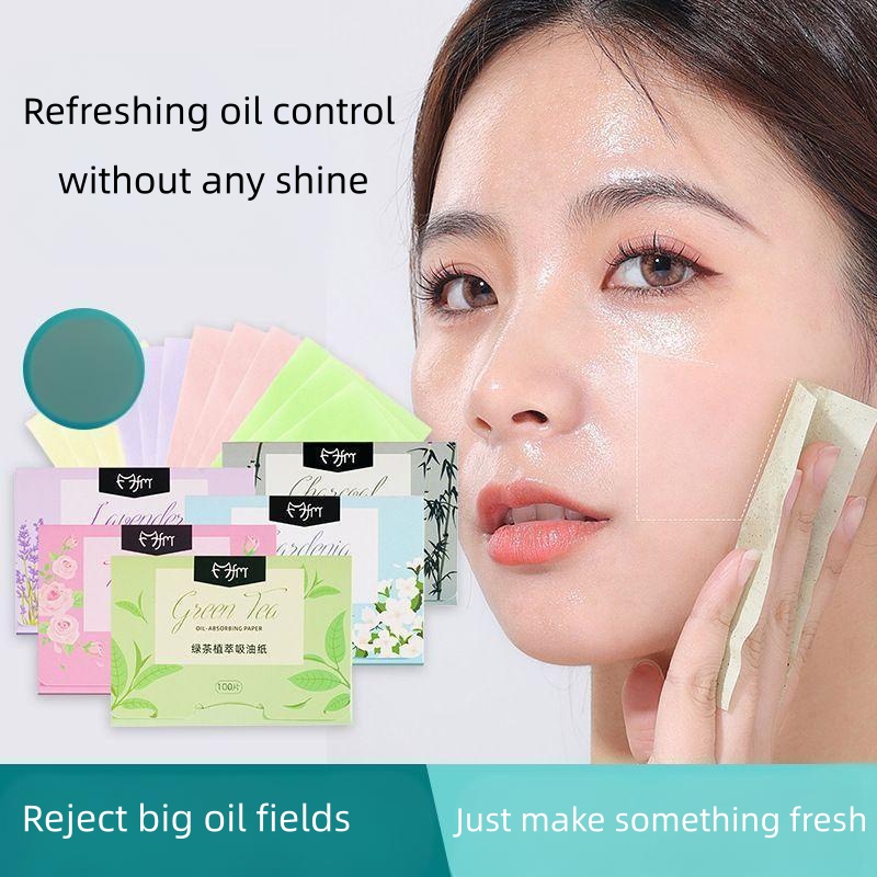 100PCs Face Oil Blotting Paper Portable Premium Natural Green Tea Oil ...