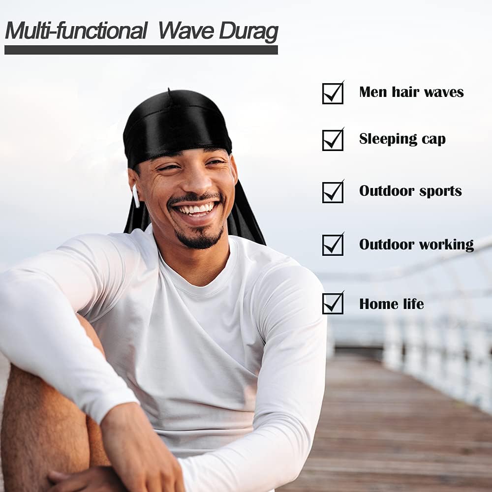 Pirate Hat Silky Durag For Men Women Headwrap Durags Headscarf Soft Cap ...