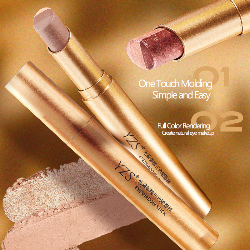 YZS Tri Color Eyeshadow Stick Pearlescent Matte Nose Shadow Multi Stick ...