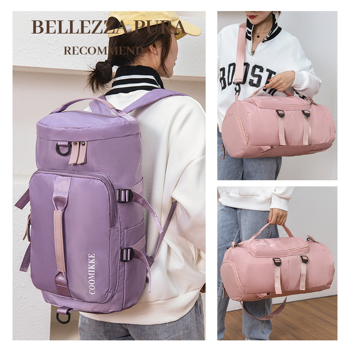 BELLEZZA PURA Travel Bag Large Capacity Waterproof Lightweight Backpack ...