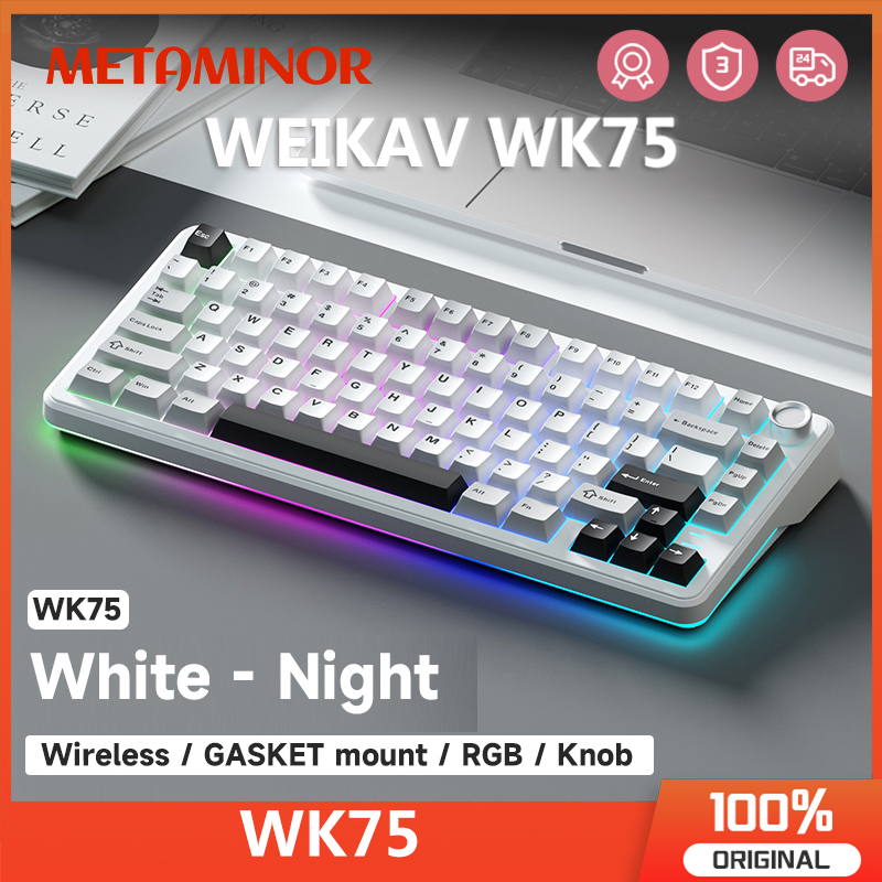 WEIKAV WK75 75% RGB Wireless Mechanical Keyboard with Knob Bluetooth ...