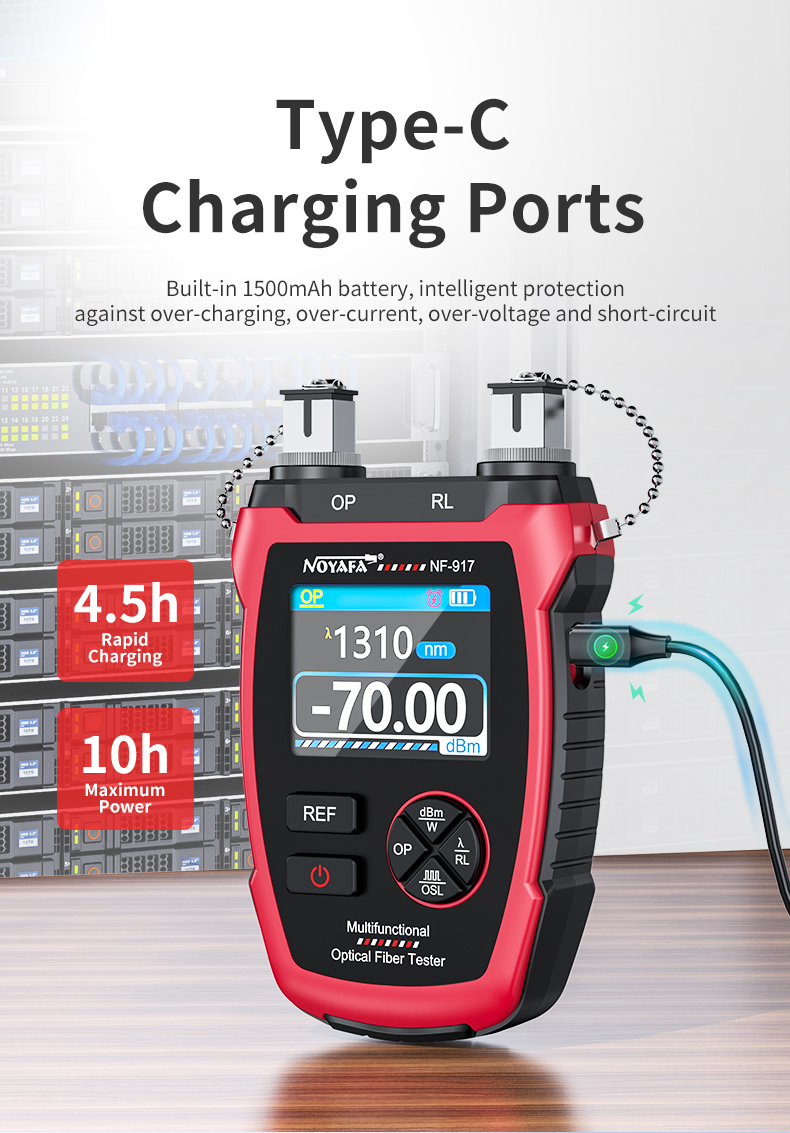NOYAFA NF-917 Optical Power Meter Fiber Optic Tester VFL REF FC SC ...