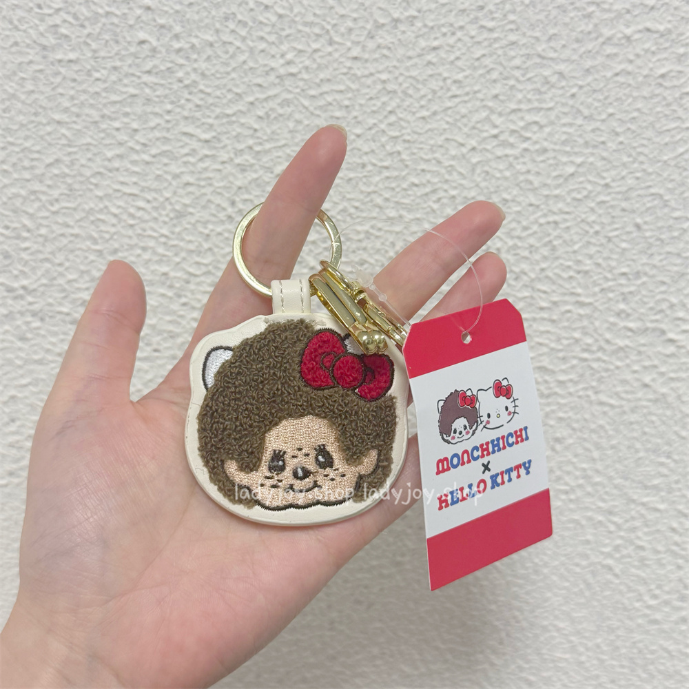 Japanese Style Hello Kitty And Monchhichi Plush Embroidered Keychain ...
