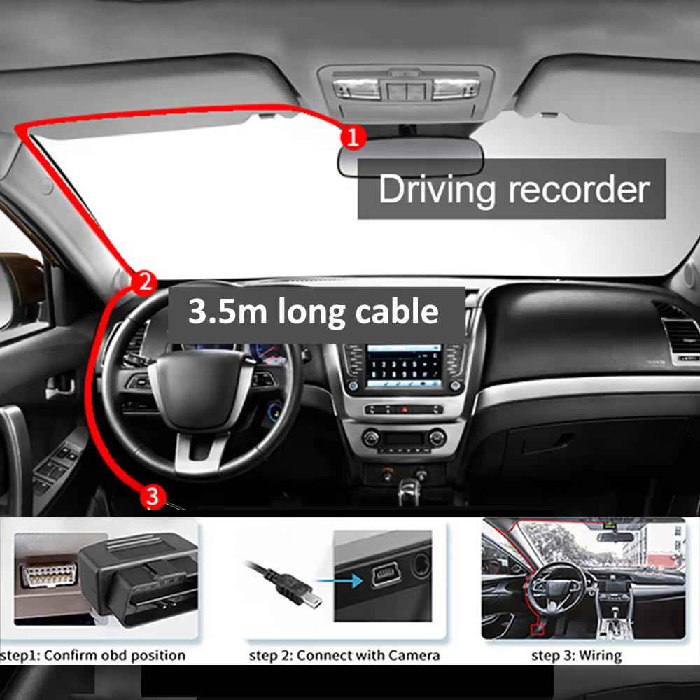 Dash Cam Hardwire Kit Buck Line OBD To USB Adapter Cable For Dashcam ...