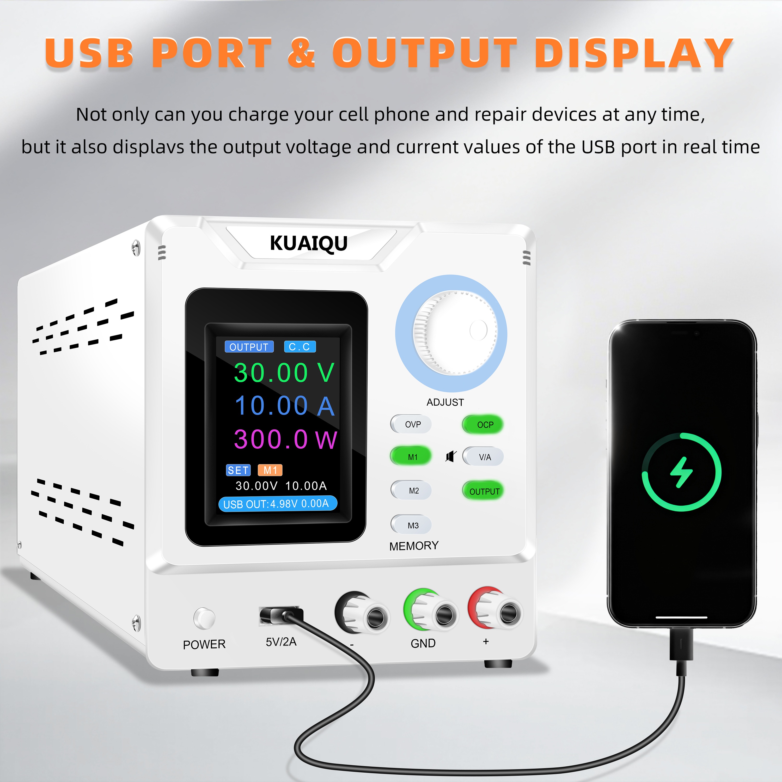 KUAIQU Newest OCP OVP Laboratory Power Supply Adjustable 30V 10A 5A,60V ...