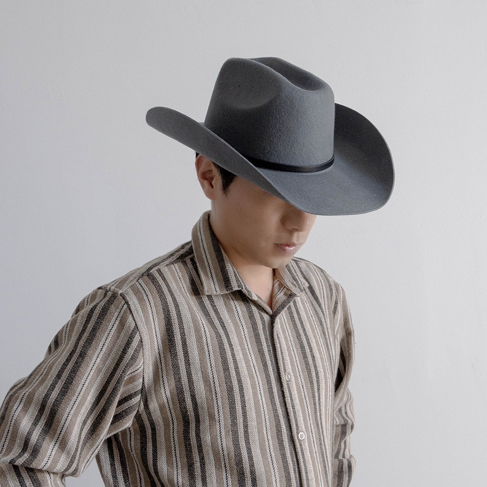 Western Cowboy Hat Big Brimmed Woolen Top Punk Style Riding Hat Hidden ...