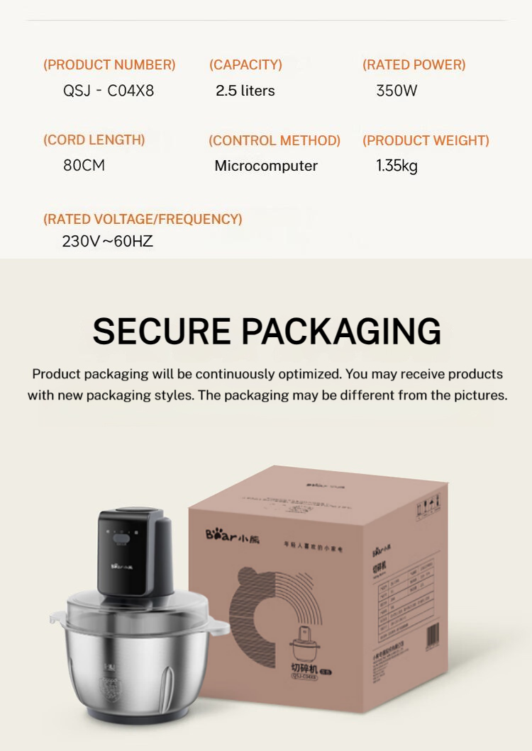 Bear Blender Heavy Duty Food Processor Electric Meat Grinder Vegetable ...