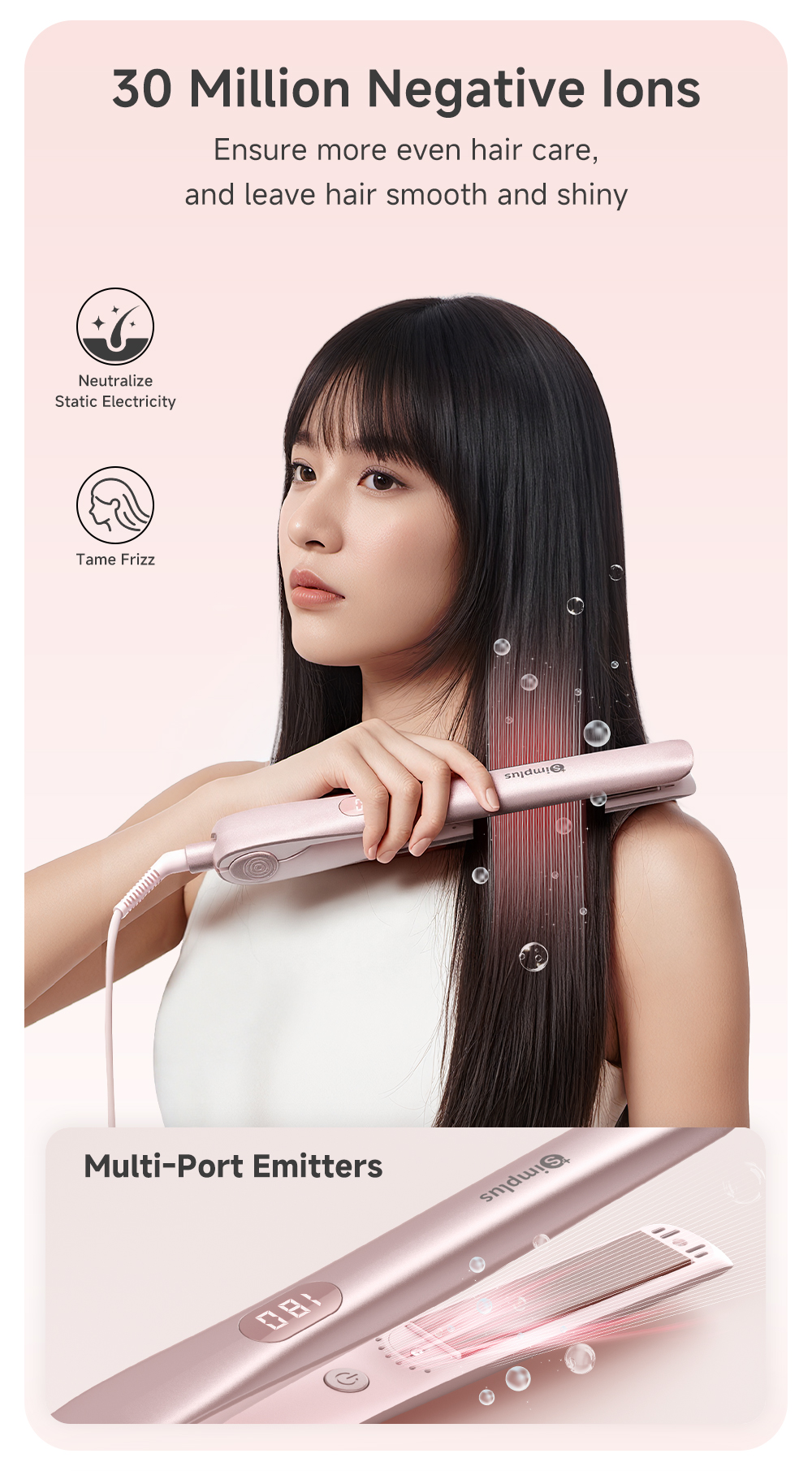 Simplus Hair Straightener Flat Iron Hair Curler 2 in 1 Professional ...