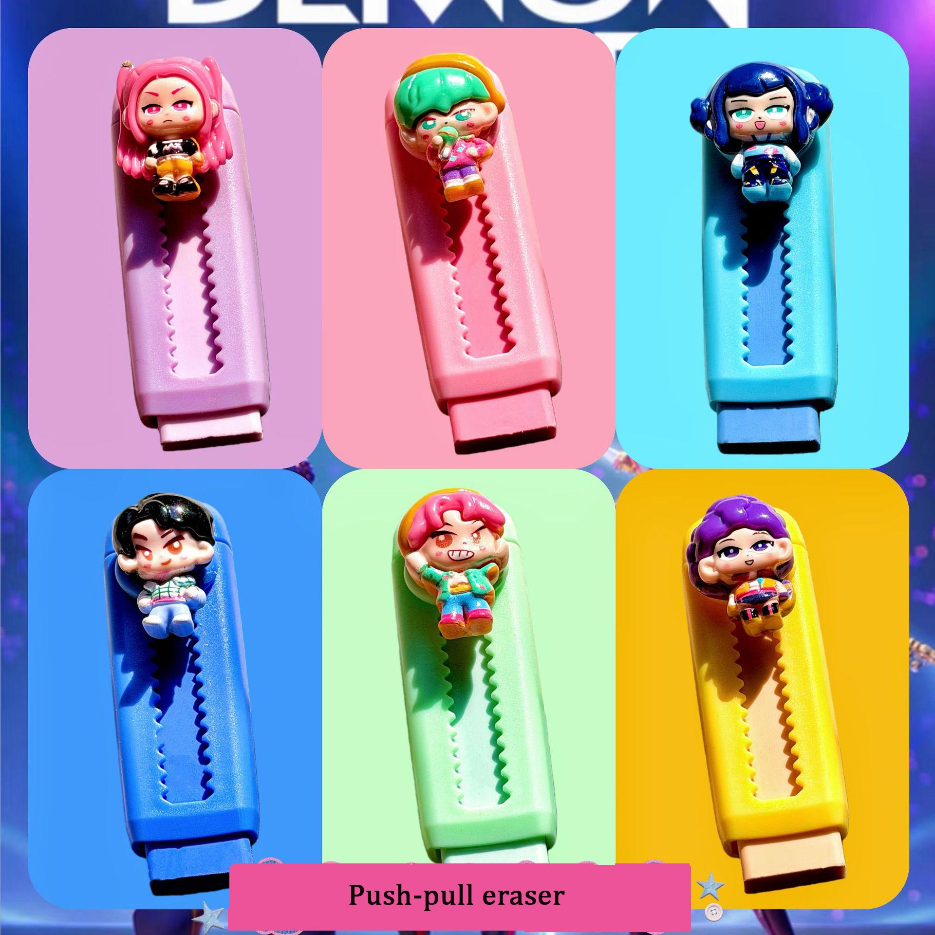 Cute KPop Demon Hunters Push-pull Eraser For Kids Cartoon Retractable ...