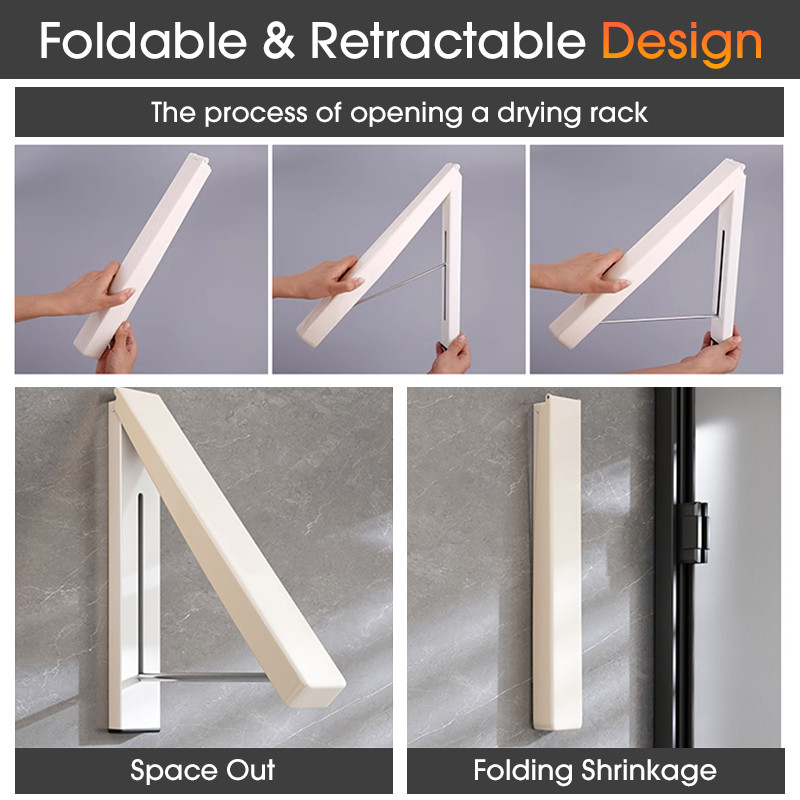 TIDY Retractable Folding Clothes Rack Clothes Organizer Wall Mounted ...