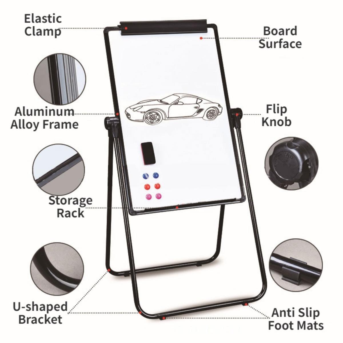 White Board with Stand 60*90CM 70*100CM 2 Sided Magnetic Flip ...