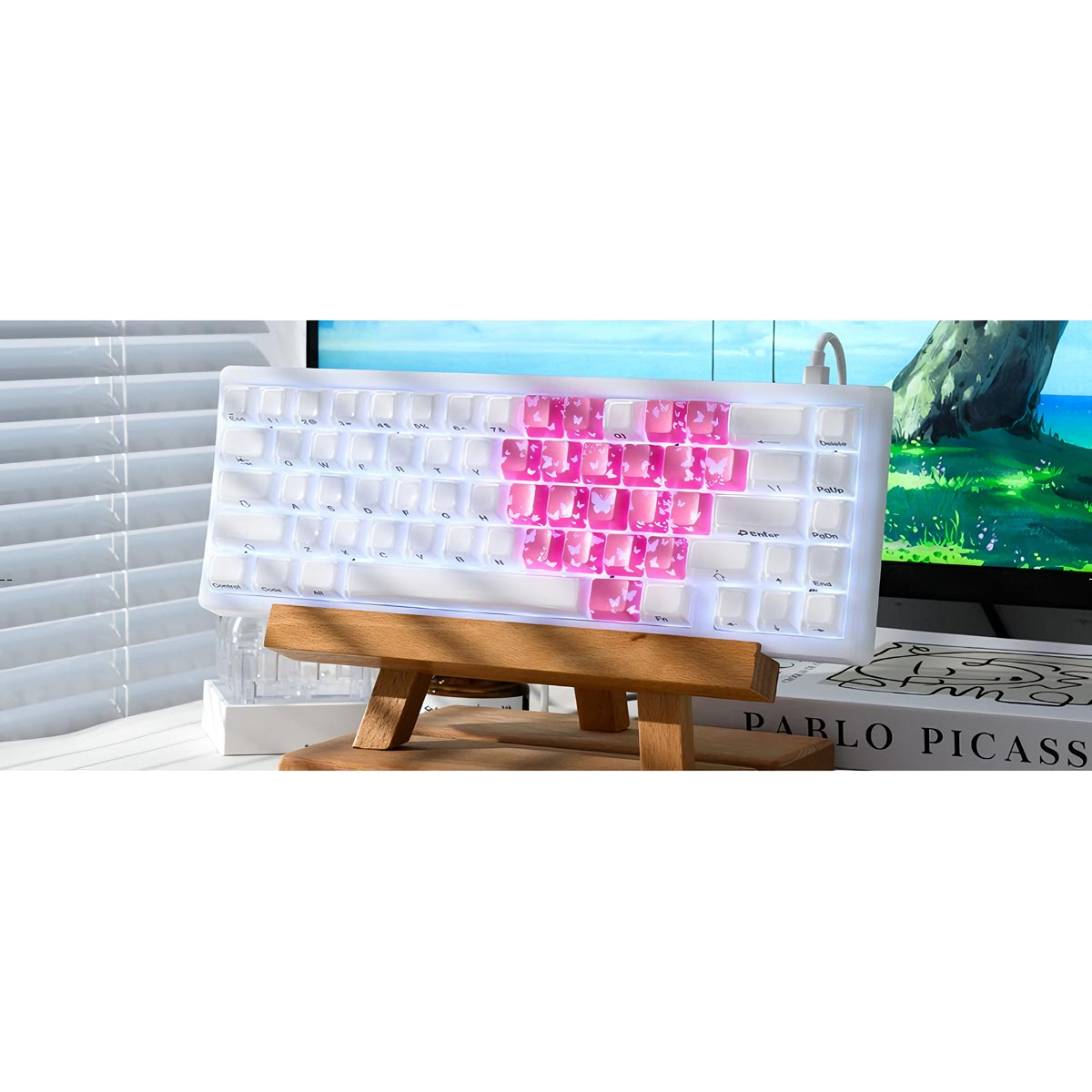 elec fox Butterfly Shine Through Keycaps, Love Theme Cute Custom ...