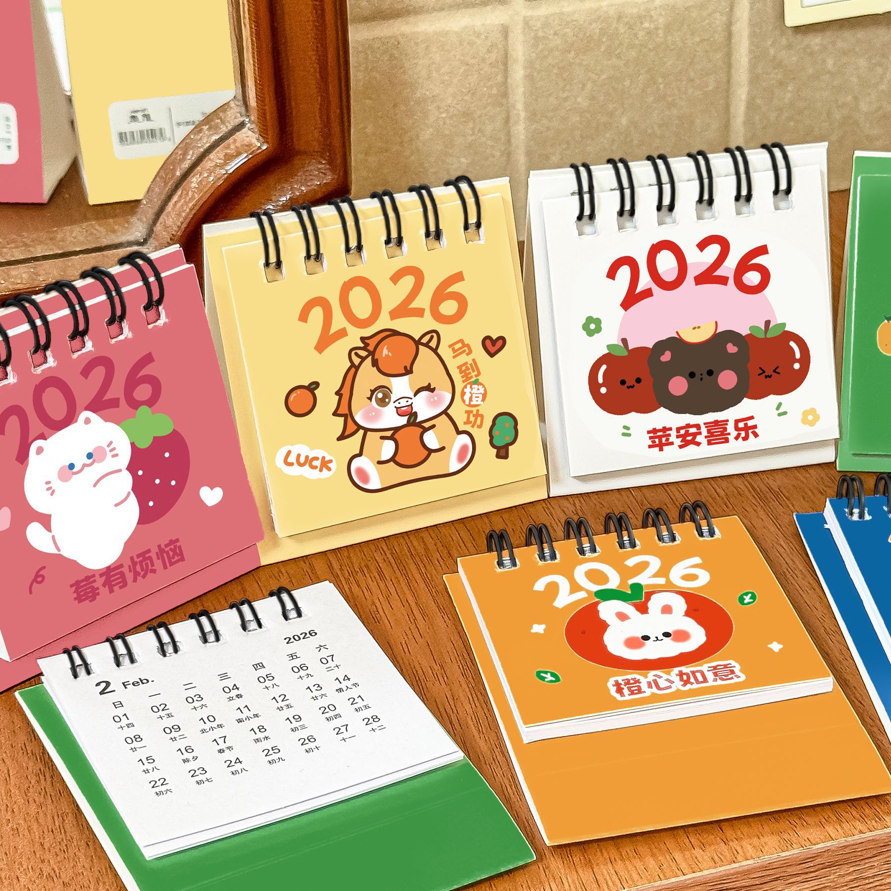 Desk Calendar, Mini 2026 Cartoon Standing Flip Desktop Calendar, Small ...
