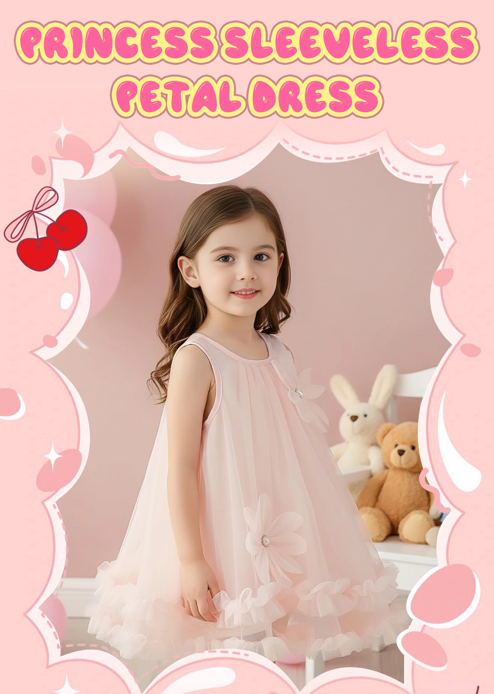 Unikids For Kids Girl Sleeveless Vest Skirt Sweet Mesh Princess Skirt ...