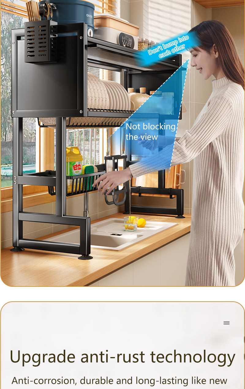 Metallic Dish Cabinet Kitchen Carbon Steel Dish Rack Dustproof Drain ...