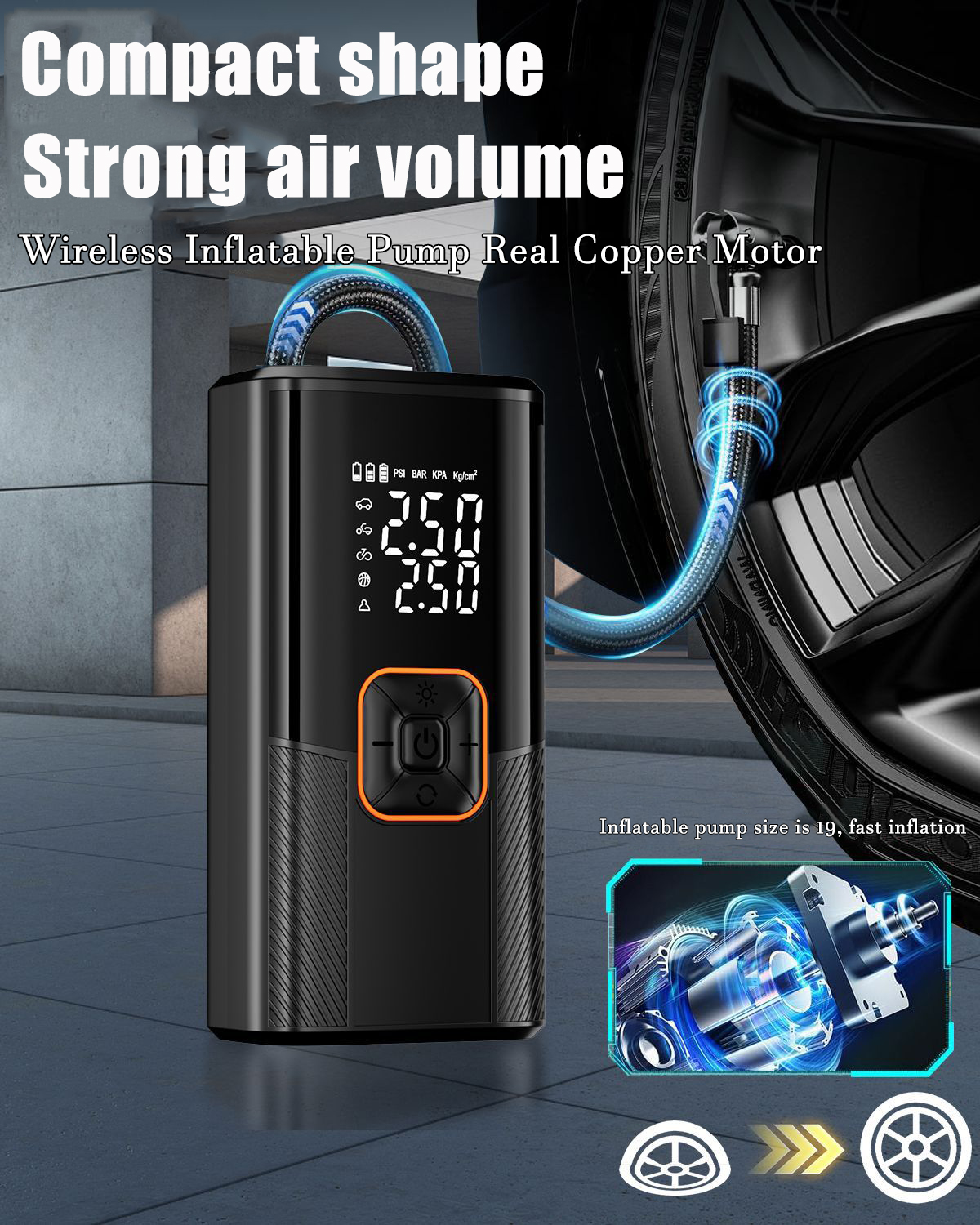 【10 -year warranty】4in1 Car Air Pump air compressor portable electric air pump 150PSI Air ...