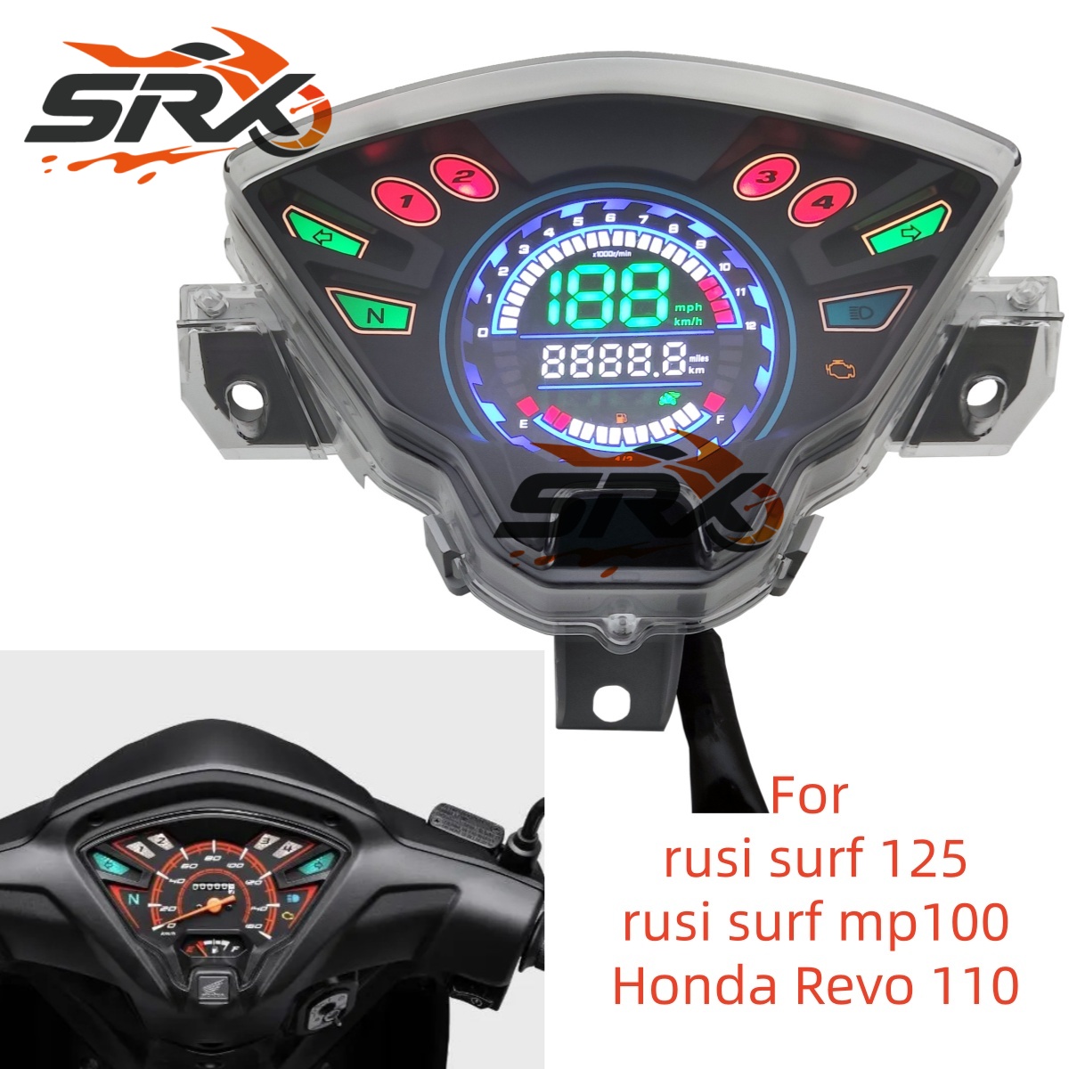 Digital Meter For Rusi Surf 125 Mp100 Honda Revo 110 LED RPM ...