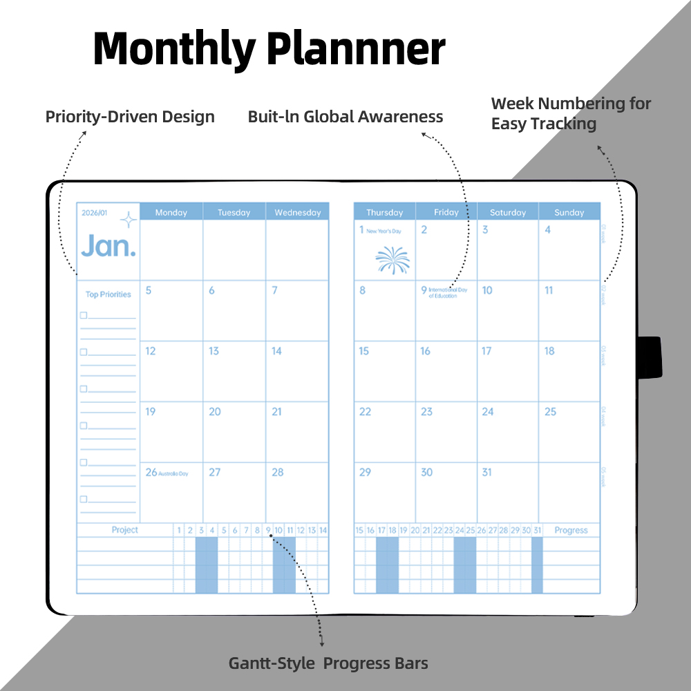 2026 Planner A5 Softcover English Yearly Schedule Daily Plan Notebook ...