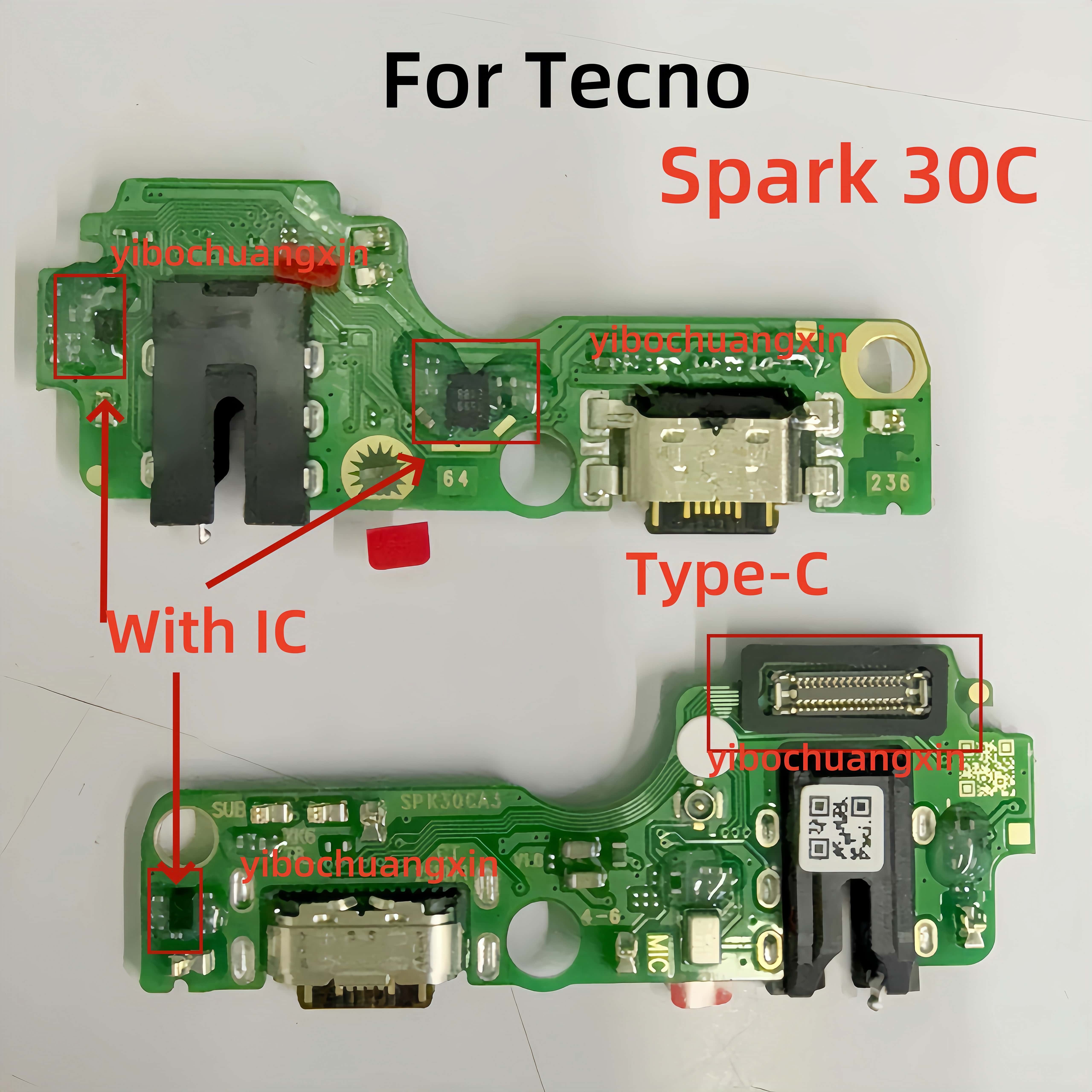 For Tecno Spark 30C USB Fast Charging Board with IC Port and Microphone ...