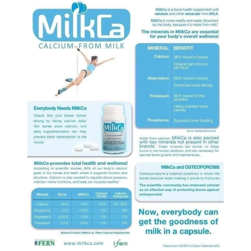 Milkca Calcium Complex 60Capsules 100% Calcium from Cows Milk | Shopee ...