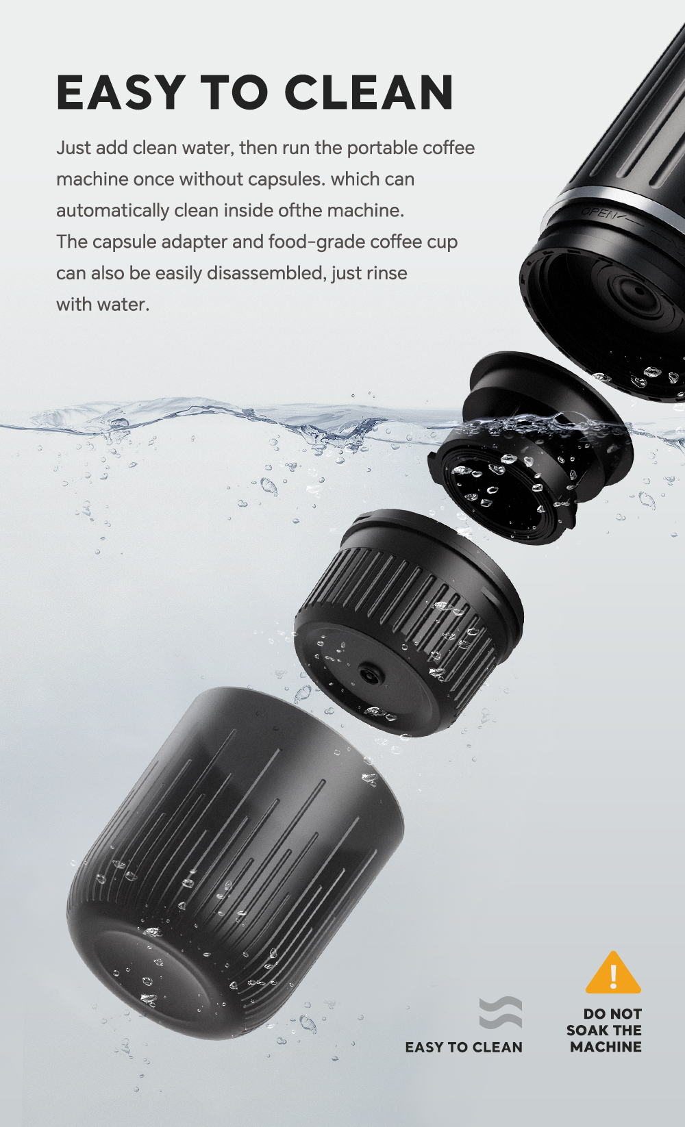 2 in 1 Electric Portable Espresso Coffee Machine Capsule Powder Travel ...
