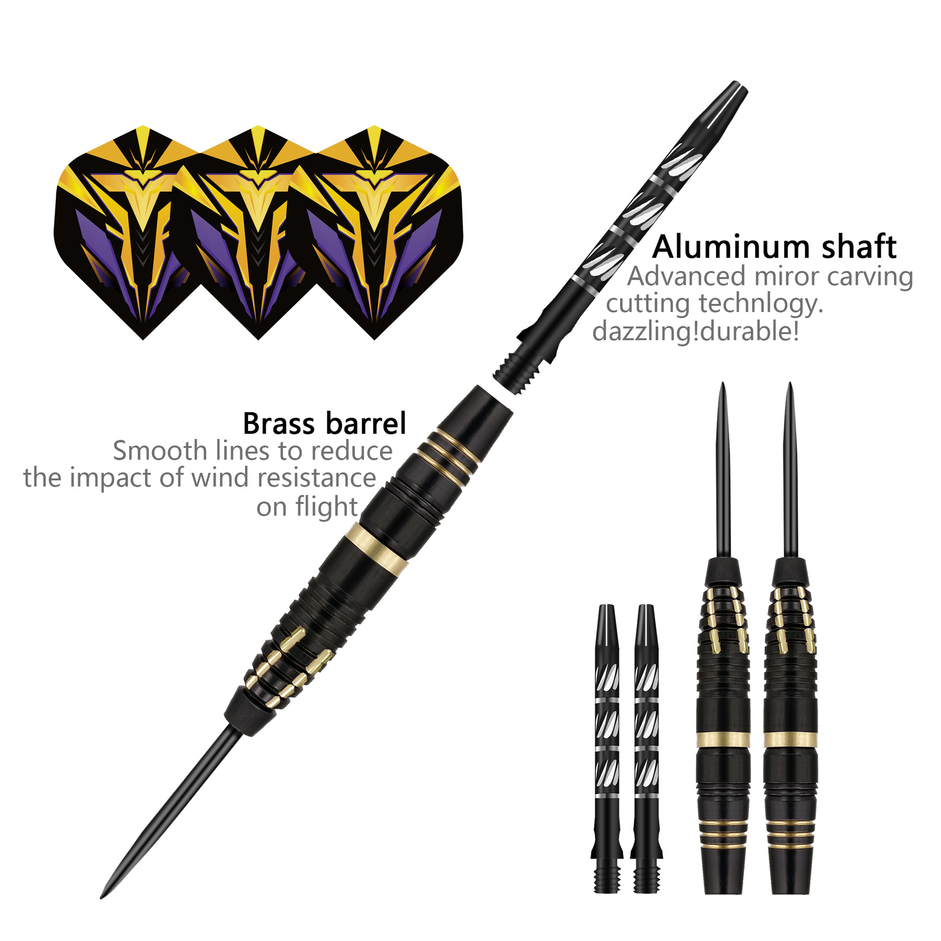 GOODARTS Steel Tip Dart Set 24 grams Professional Brass Darts with ...