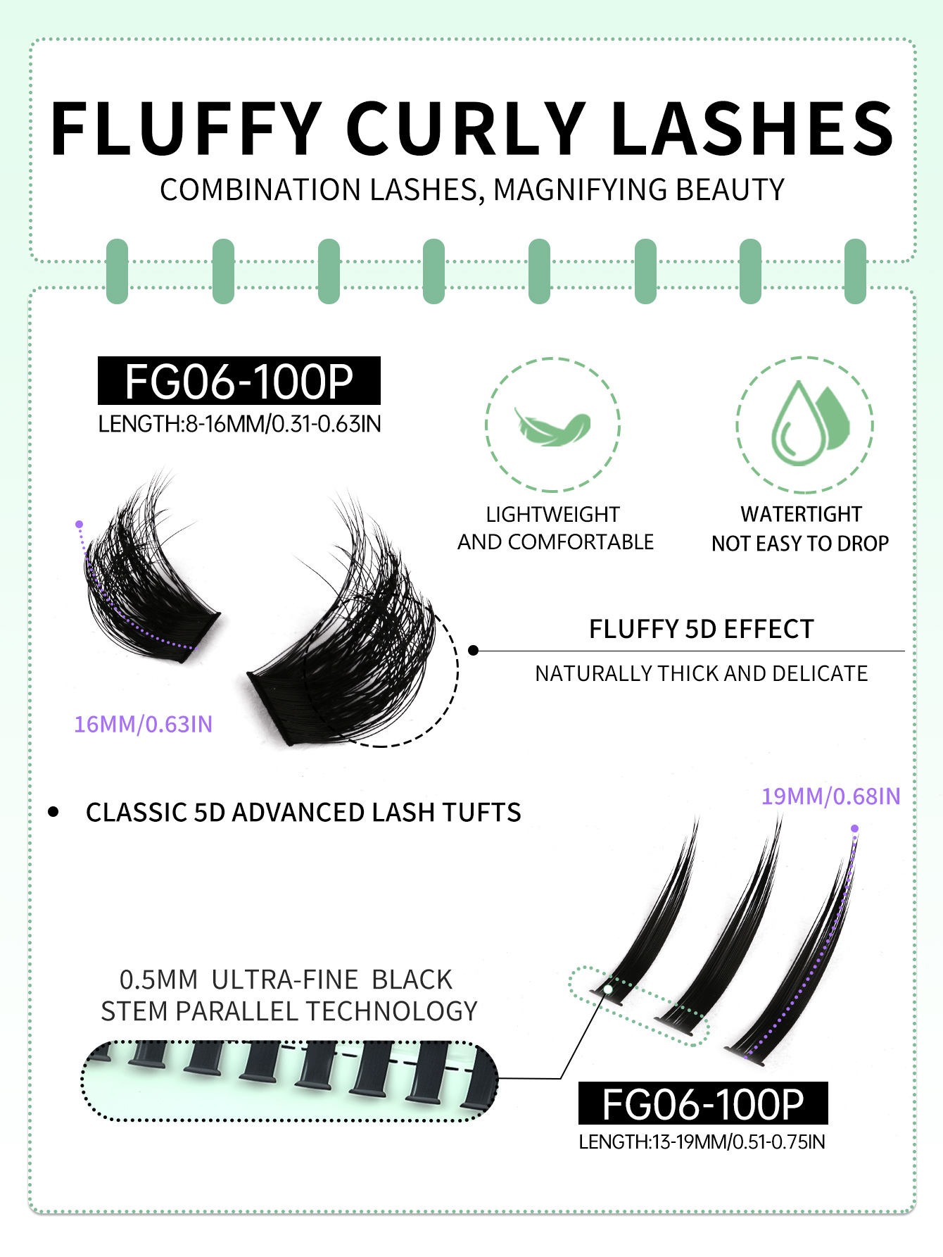 GROINNEYA Voluminous Lash Clusters Kit With Spikes Cat Eye Anime ...