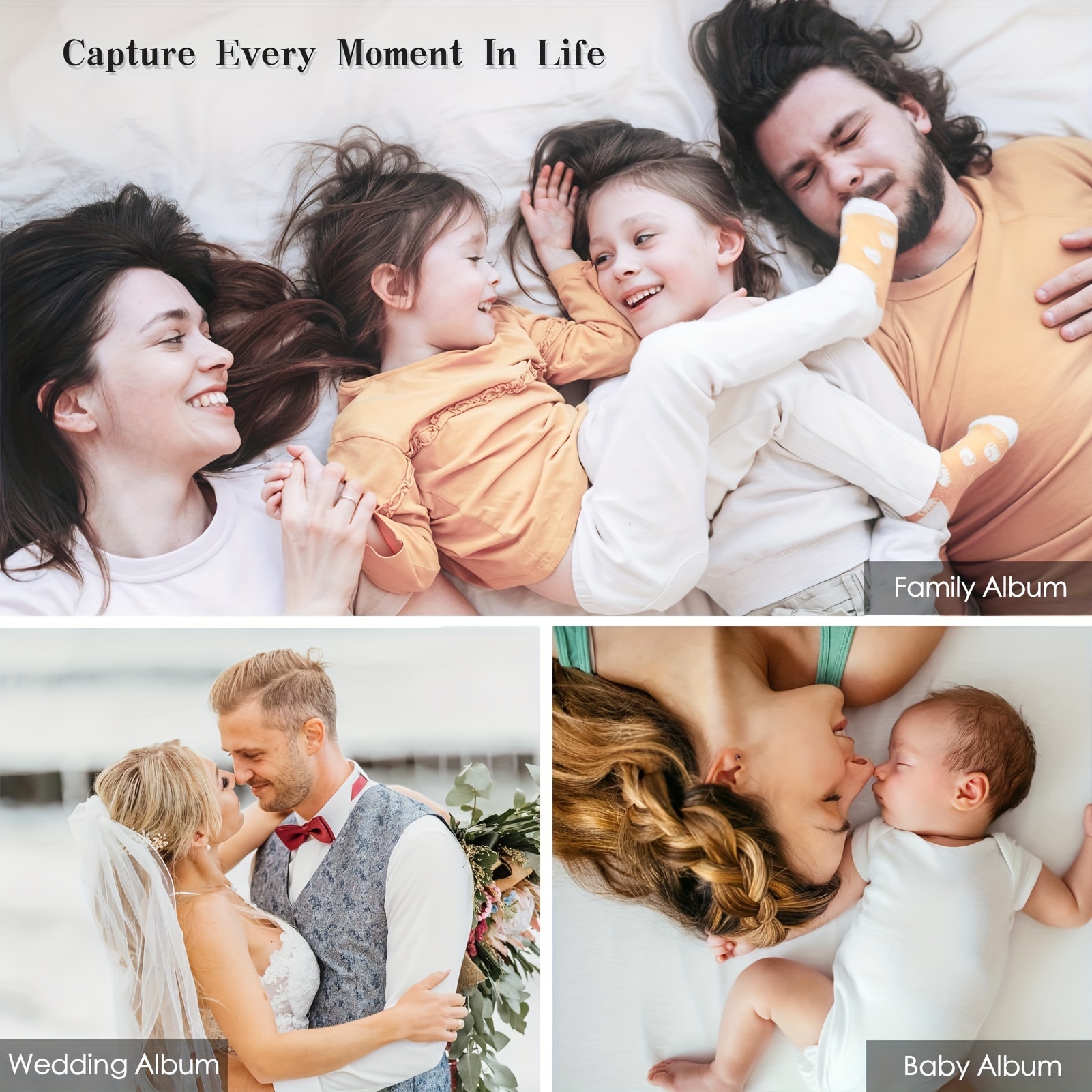 40 Pages Retro Album Self-Adhesive Photo Album Linen Cover Big Size ...