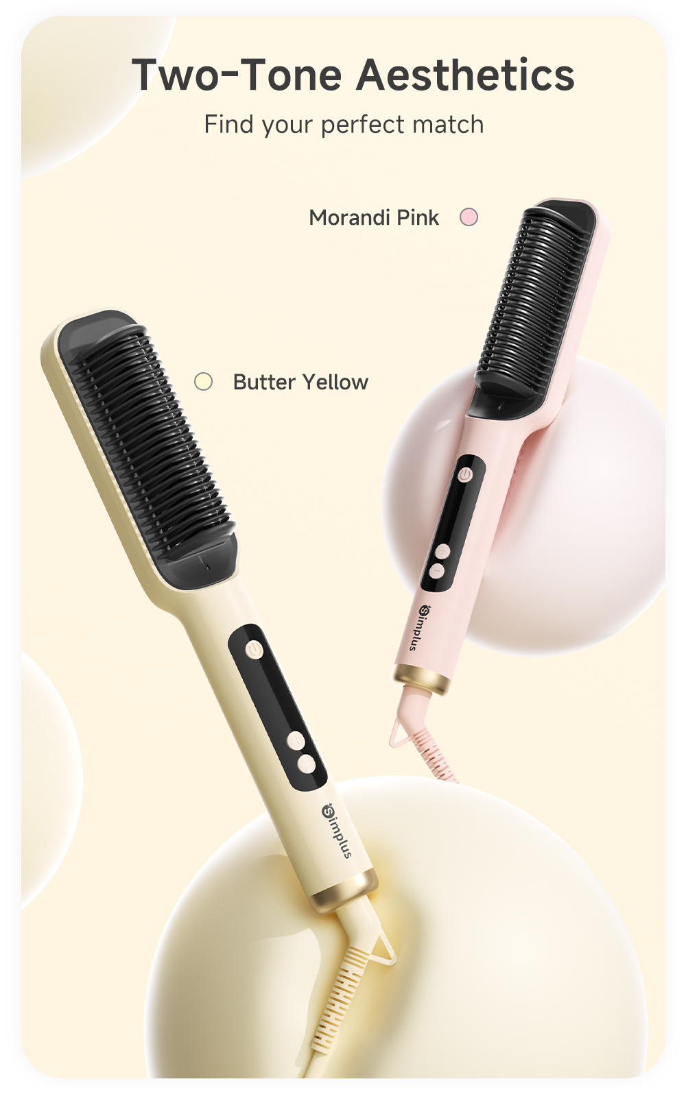 Simplus Hair Straightener Brush 30 million Negative Ions 4 Temperature ...