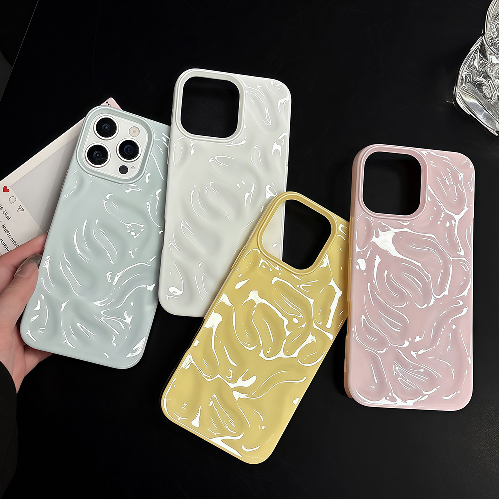 Glossy Wavy Soft Silicone Phone Case For iPhone 11 13 16 XR XS Max 12 ...