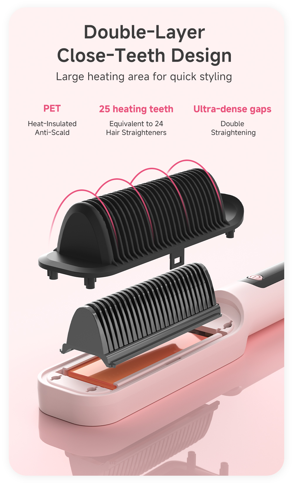 Simplus Hair Brush Straightener Negative Ion Anti-Scalding Hair Brush ...