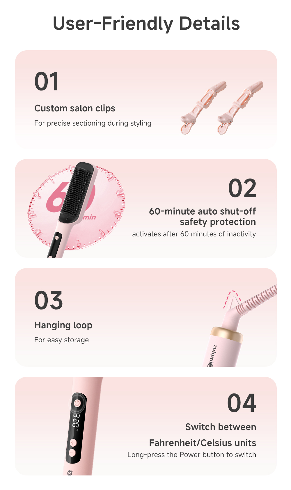Simplus Hair Brush Straightener Negative Ion Anti-Scalding Hair Brush ...