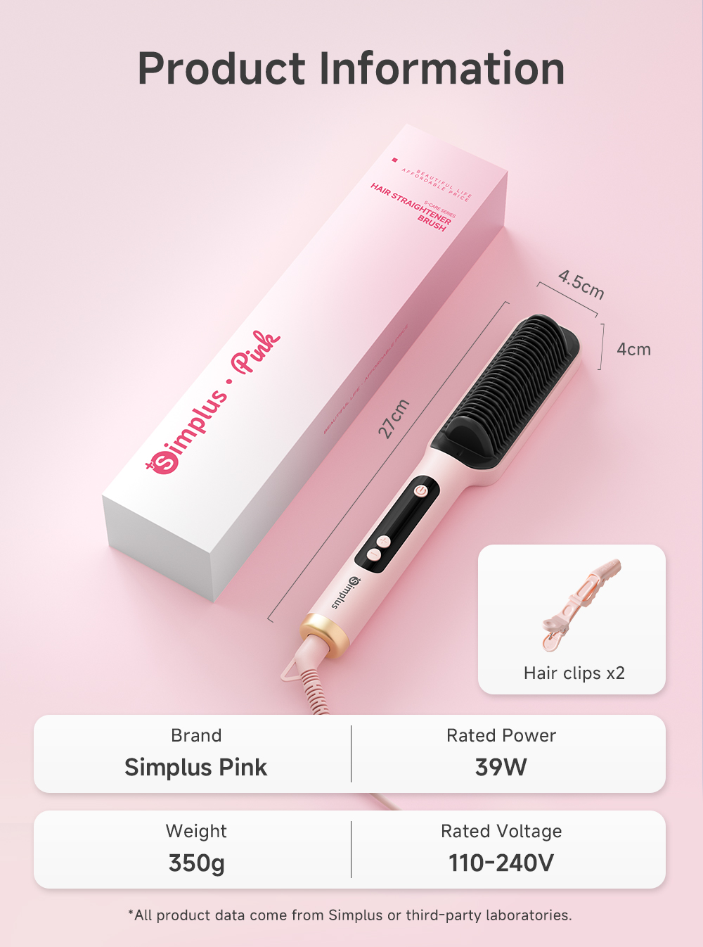 Simplus Hair Brush Straightener Negative Ion Anti-Scalding Hair Brush ...